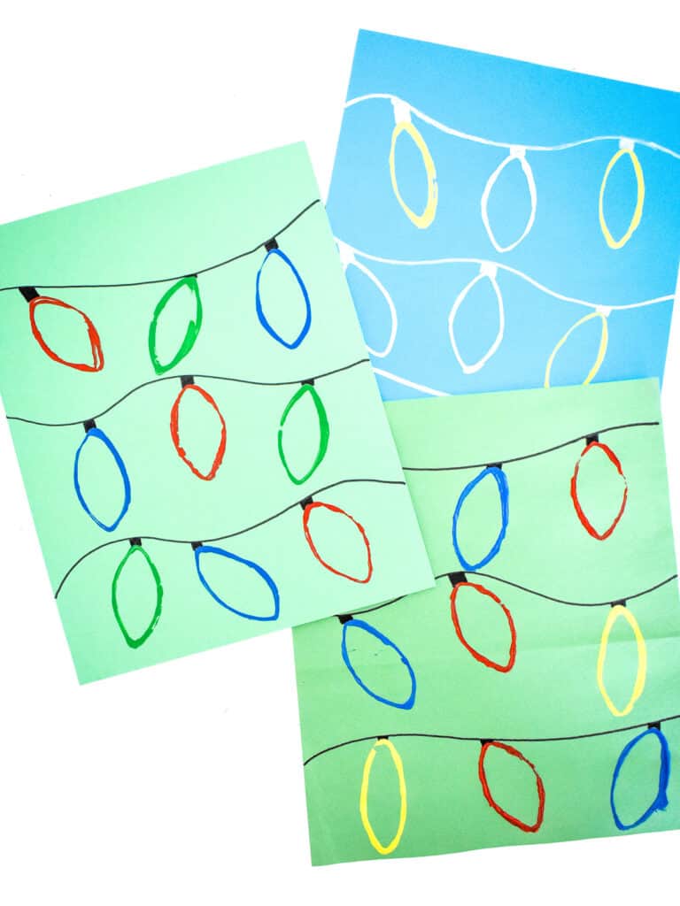 Christmas Lights Toilet Paper Roll Stamp Art - Kids Activity Zone