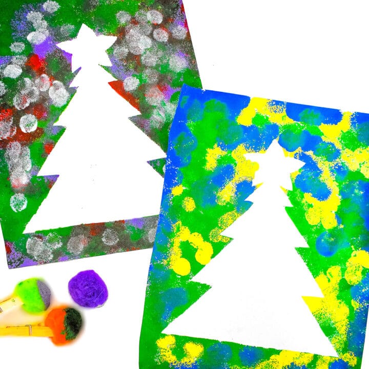 Christmas Tree Pom Pom Painting - Kids Activity Zone