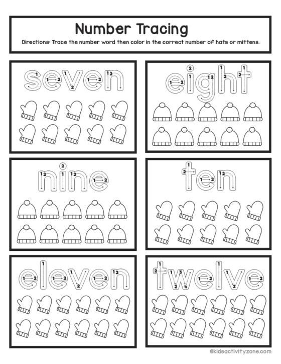 Hats & Mittens Preschool Math Printables - Kids Activity Zone