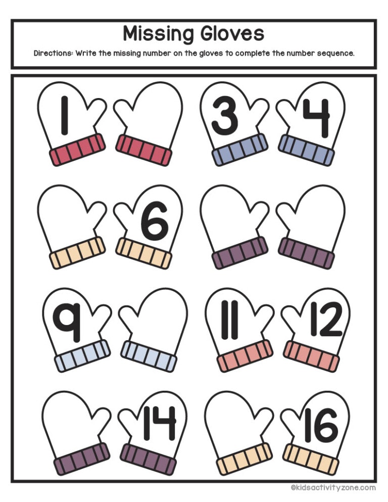 Hats & Mittens Preschool Math Printables - Kids Activity Zone
