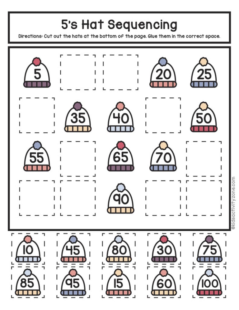 Hats & Mittens Preschool Math Printables - Kids Activity Zone