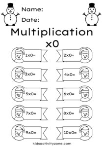 Snowman Multiplication Facts Worksheets - FREE! - Kids Activity Zone