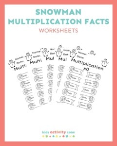 Snowman Multiplication Facts Worksheets - FREE! - Kids Activity Zone