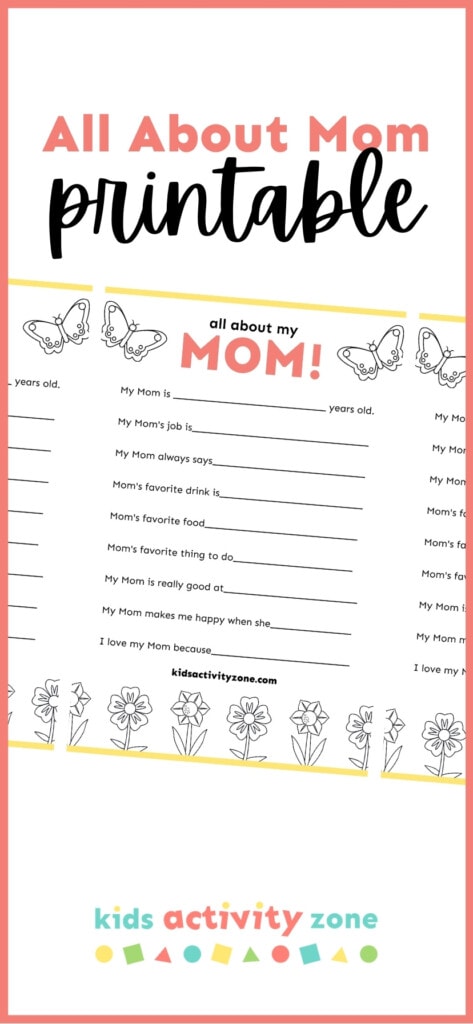 All About Mom! - FREE Mother's Day Printable! - Kids Activity Zone