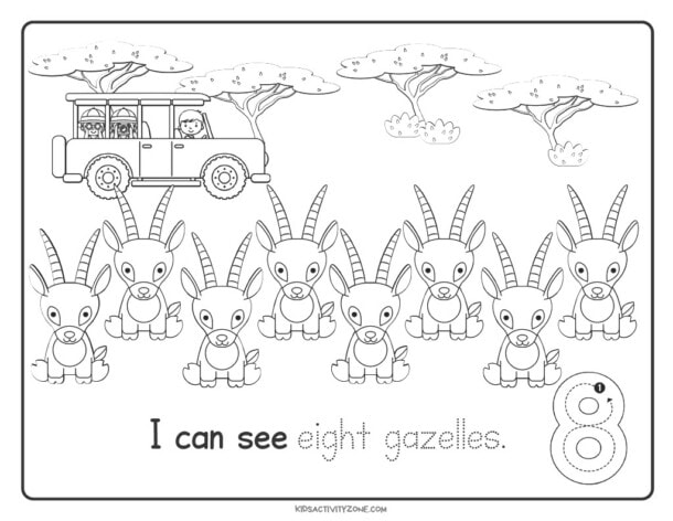 Safari Count and Trace Worksheets (Print & Go!) - Kids Activity Zone
