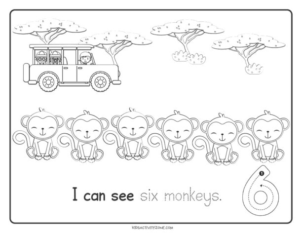 Safari Count and Trace Worksheets (Print & Go!) - Kids Activity Zone