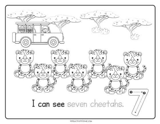 Safari Count and Trace Worksheets (Print & Go!) - Kids Activity Zone