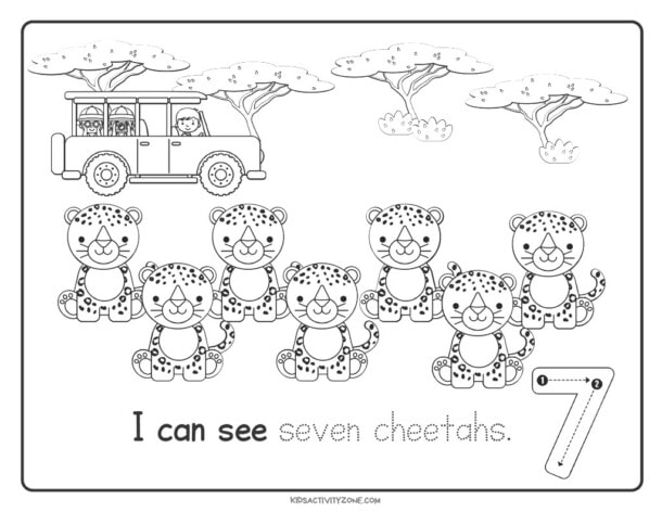 Safari Count and Trace Worksheets (Print & Go!) - Kids Activity Zone