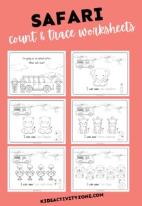 Safari Count and Trace Worksheets - Kids Activity Zone
