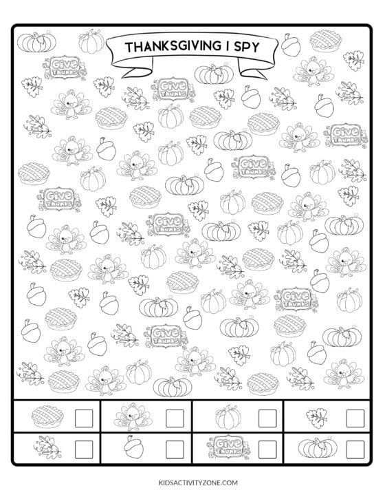 Thanksgiving I Spy - FREE Printable! - Kids Activity Zone