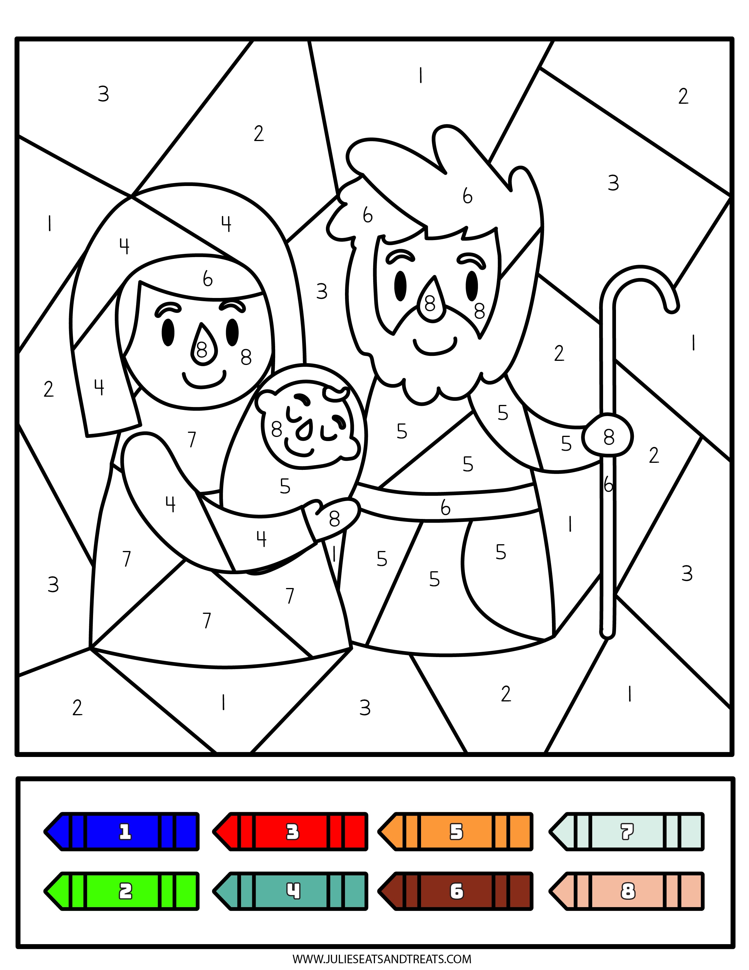 Christmas Nativity Color by Number - FREE! - Kids Activity Zone