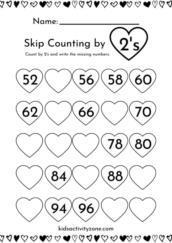 Valentine's Day Skip Counting - {FREE PRINTABLE} - Kids Activity Zone