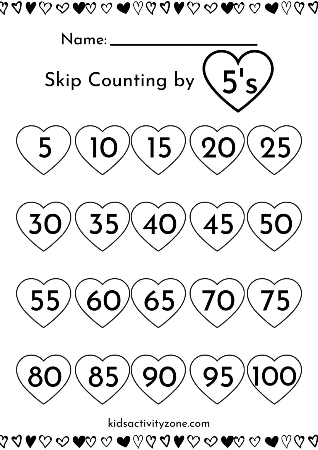 Valentine's Day Skip Counting - {FREE PRINTABLE} - Kids Activity Zone