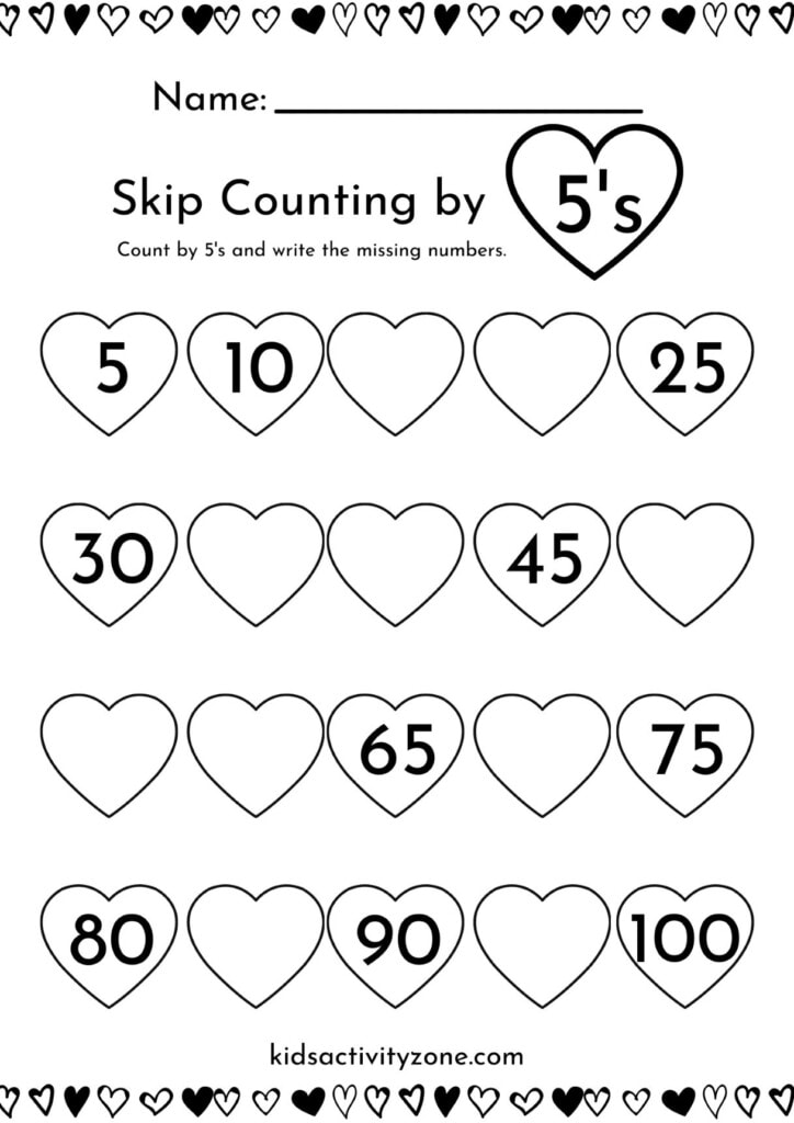 Valentine's Day Skip Counting - {FREE PRINTABLE} - Kids Activity Zone