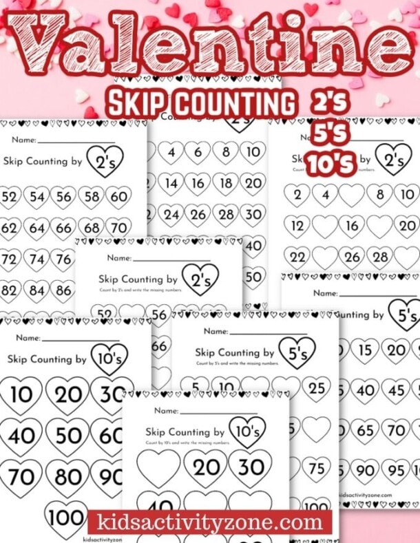 Valentine's Day Skip Counting - {FREE PRINTABLE} - Kids Activity Zone