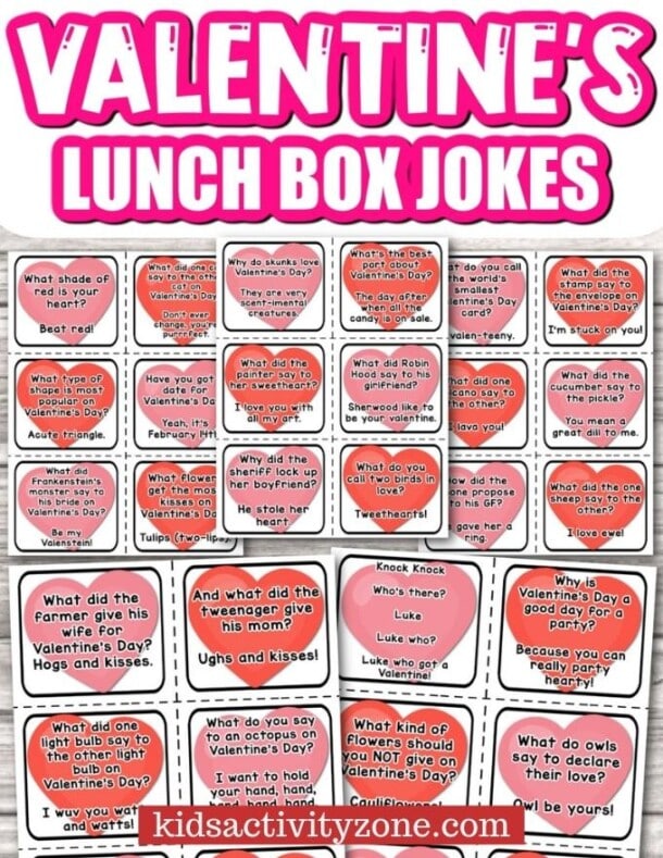 Valentine's Day Lunch Box Jokes {FREE} - Kids Activity Zone