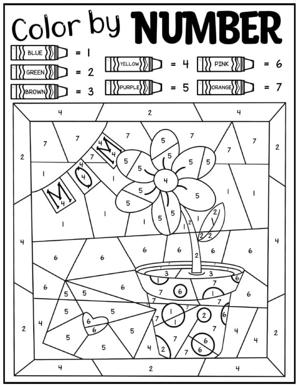 Mother's Day Color By Number - Kids Activity Zone