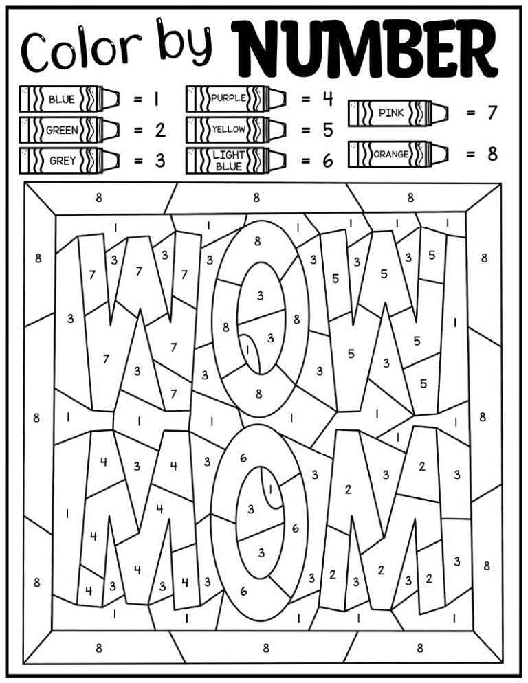 Mother's Day Color By Number - Kids Activity Zone