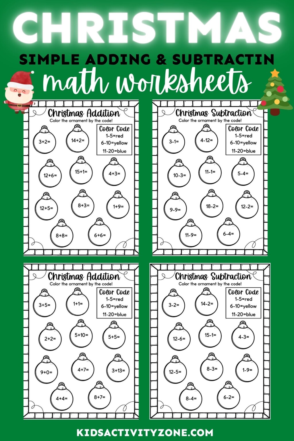 Easy Christmas Math Worksheets - Free! - Kids Activity Zone