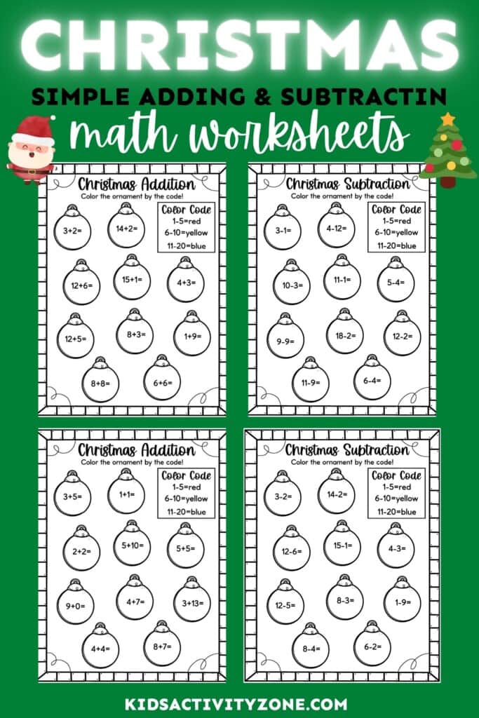 Easy Christmas Math Worksheets - Free! - Kids Activity Zone