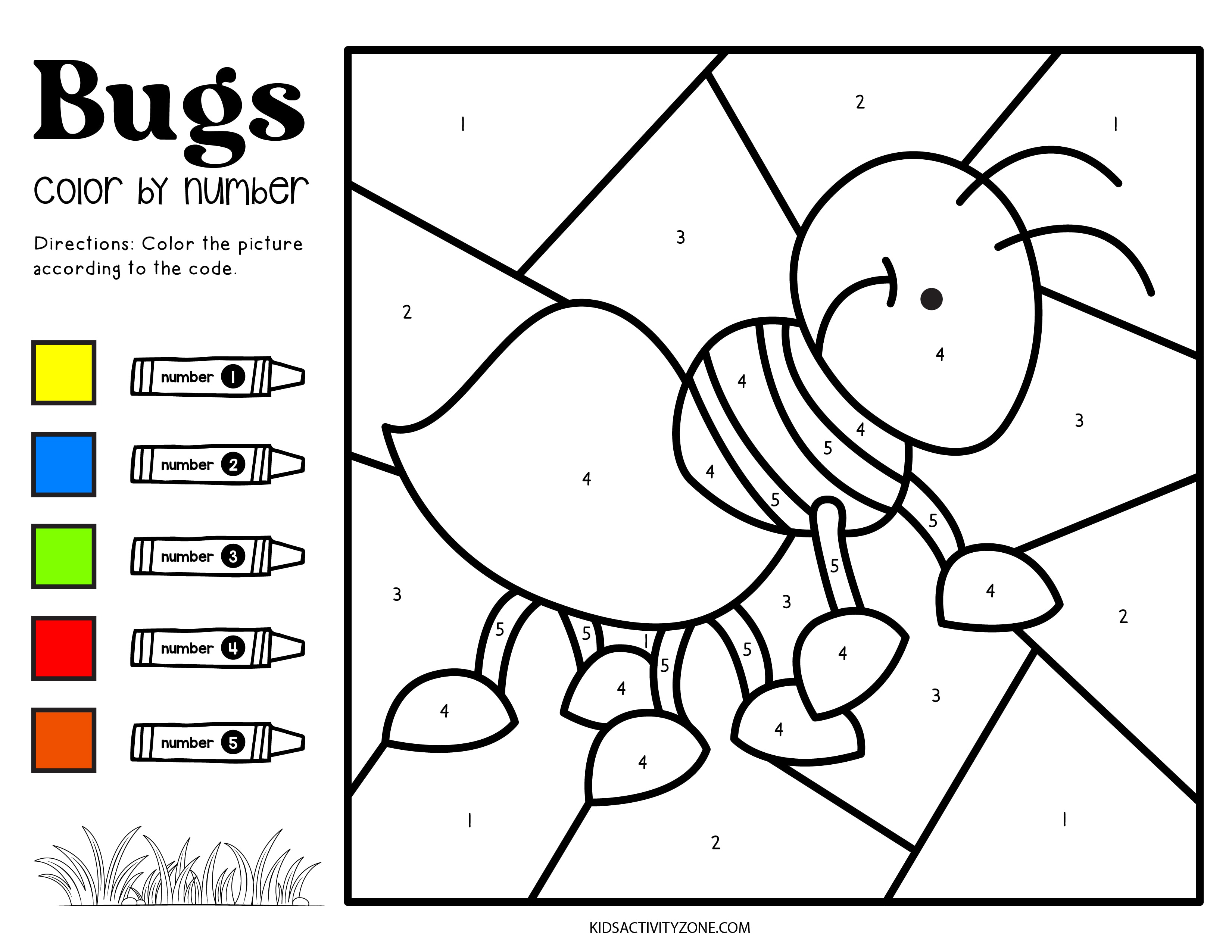 Bug Color By Number - Kids Activity Zone
