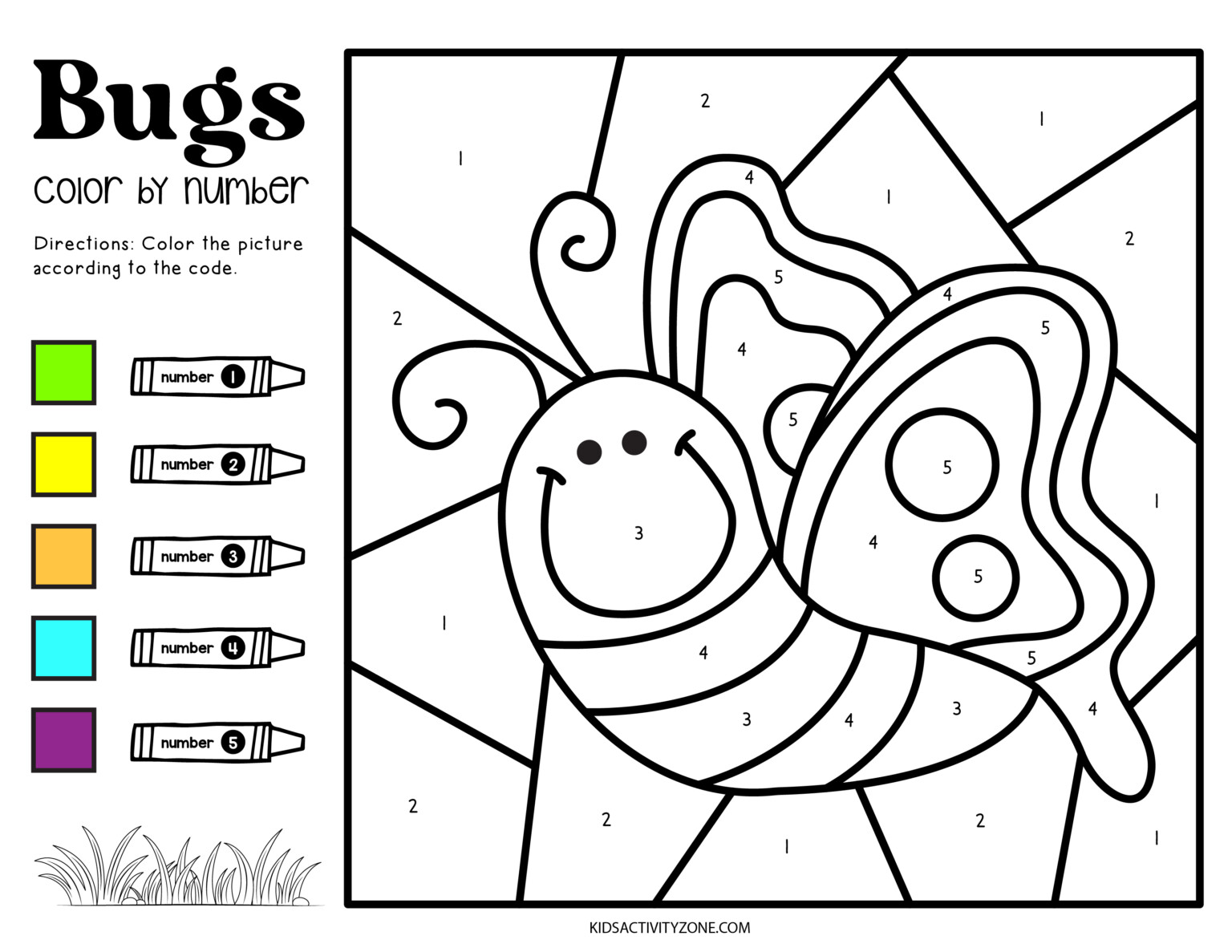 Bug Color By Number - Kids Activity Zone