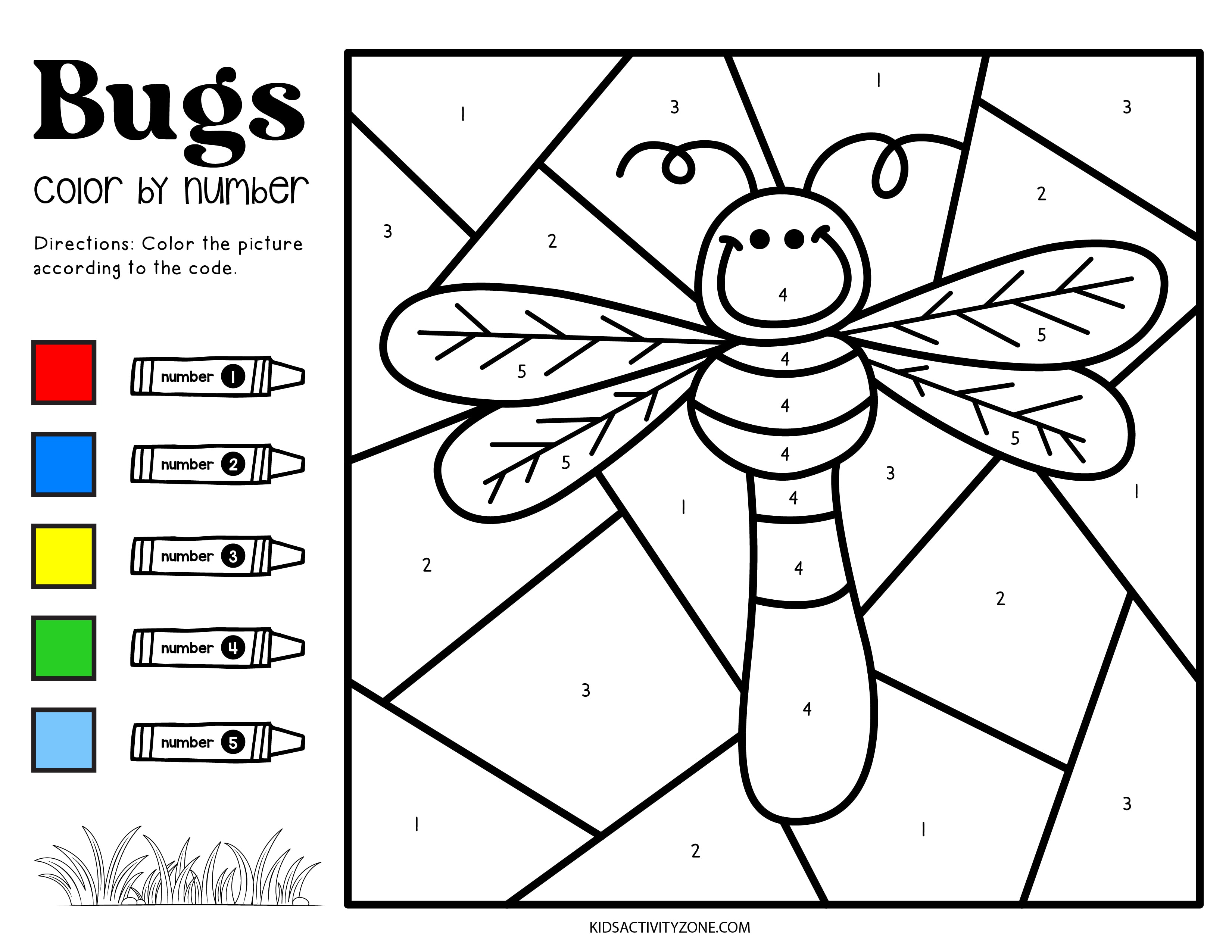 Bug Color By Number - Kids Activity Zone
