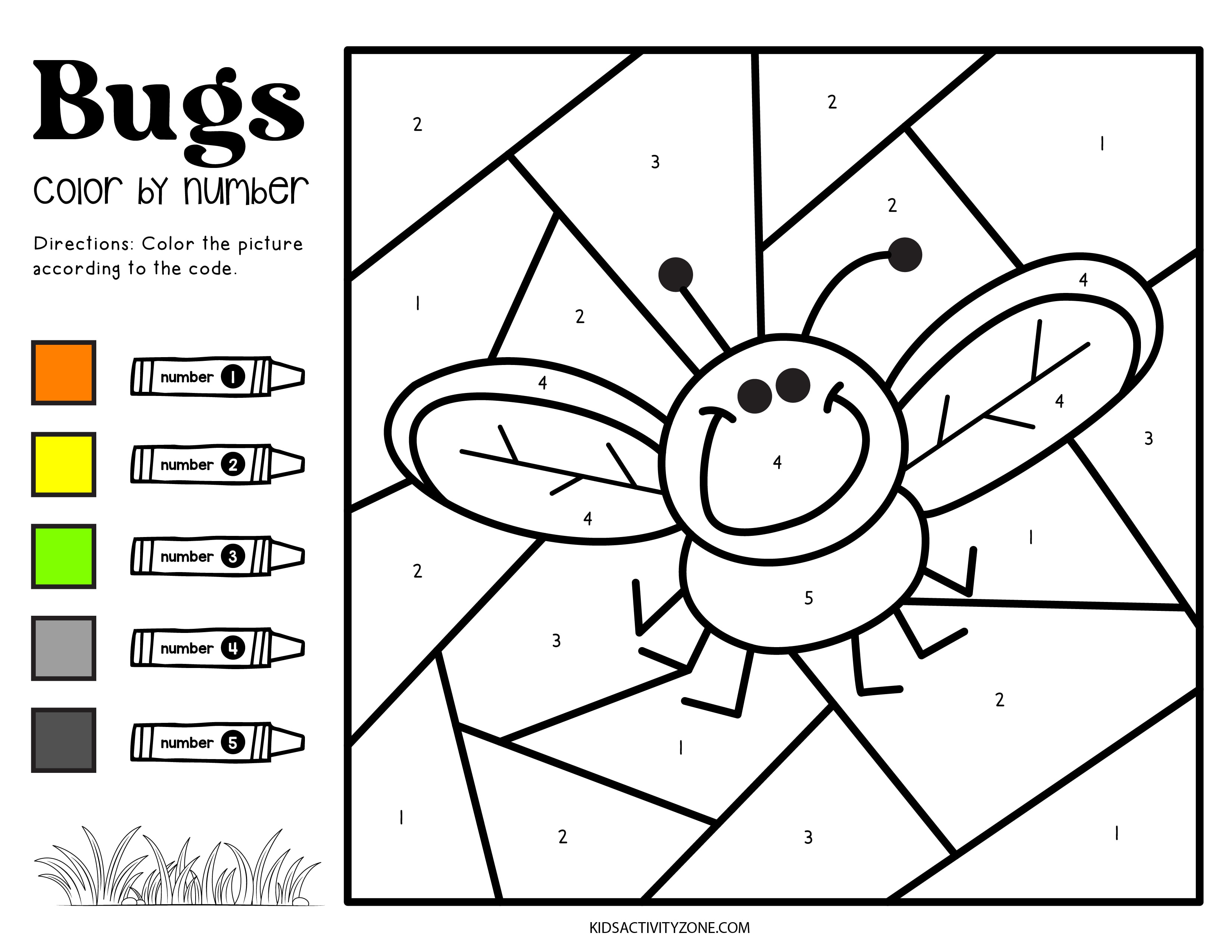 Bug Color By Number - Kids Activity Zone