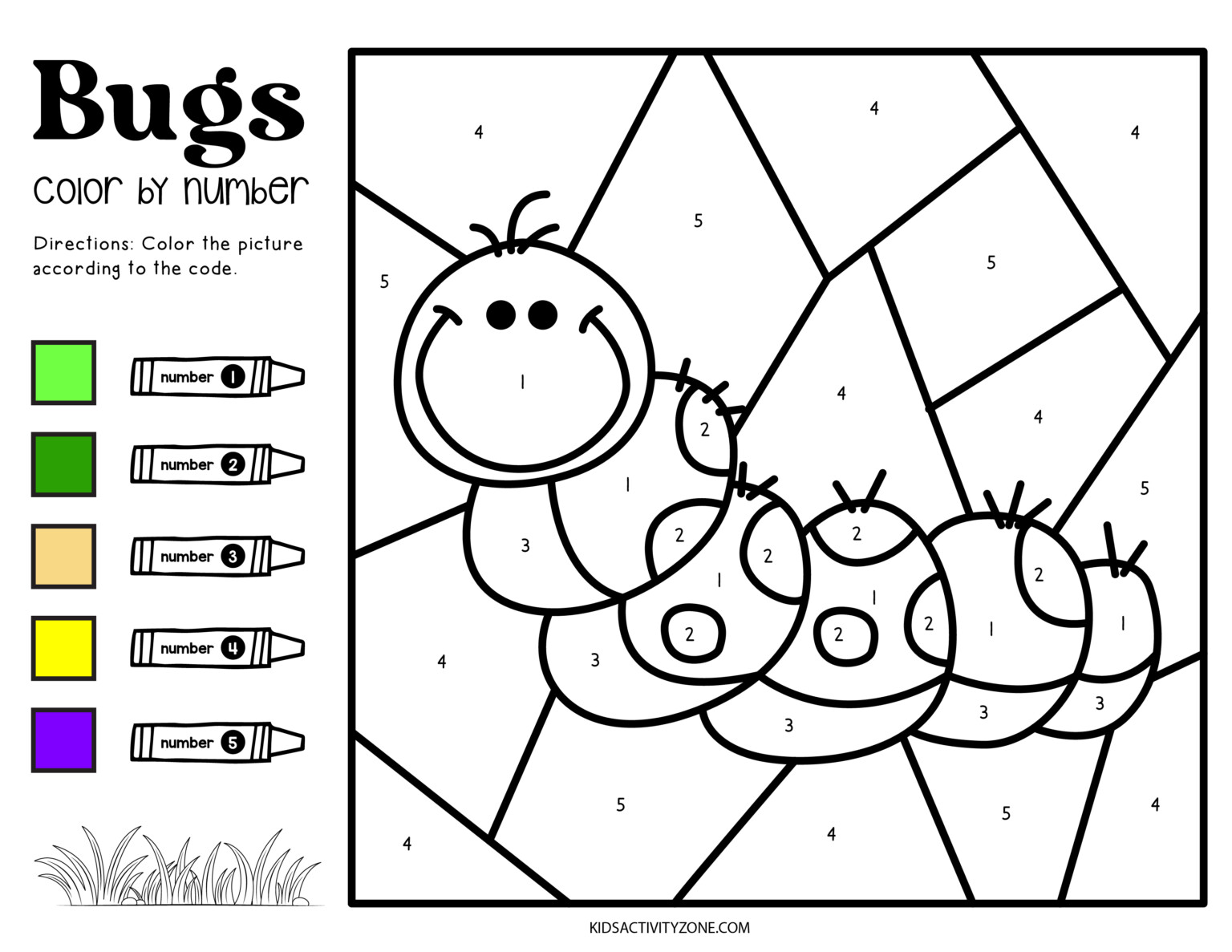 Bug Color By Number - Kids Activity Zone