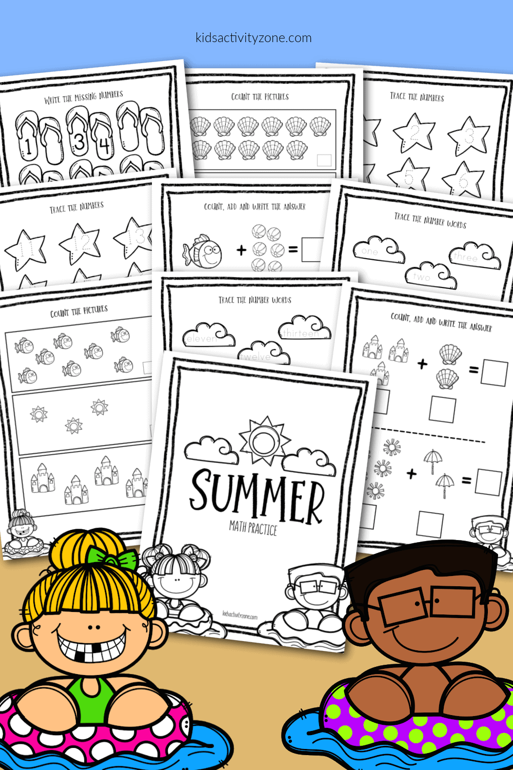 Preschool Summer Math Practice Kids Activity Zone
