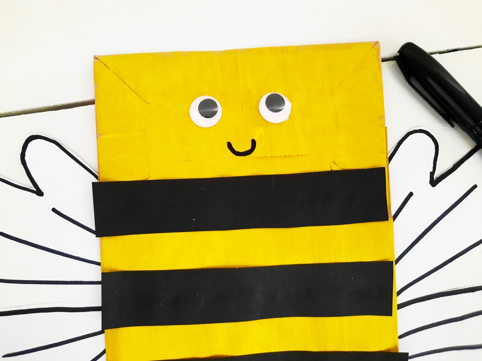 Paper Bag Handprint Bee Craft - Kids Activity Zone