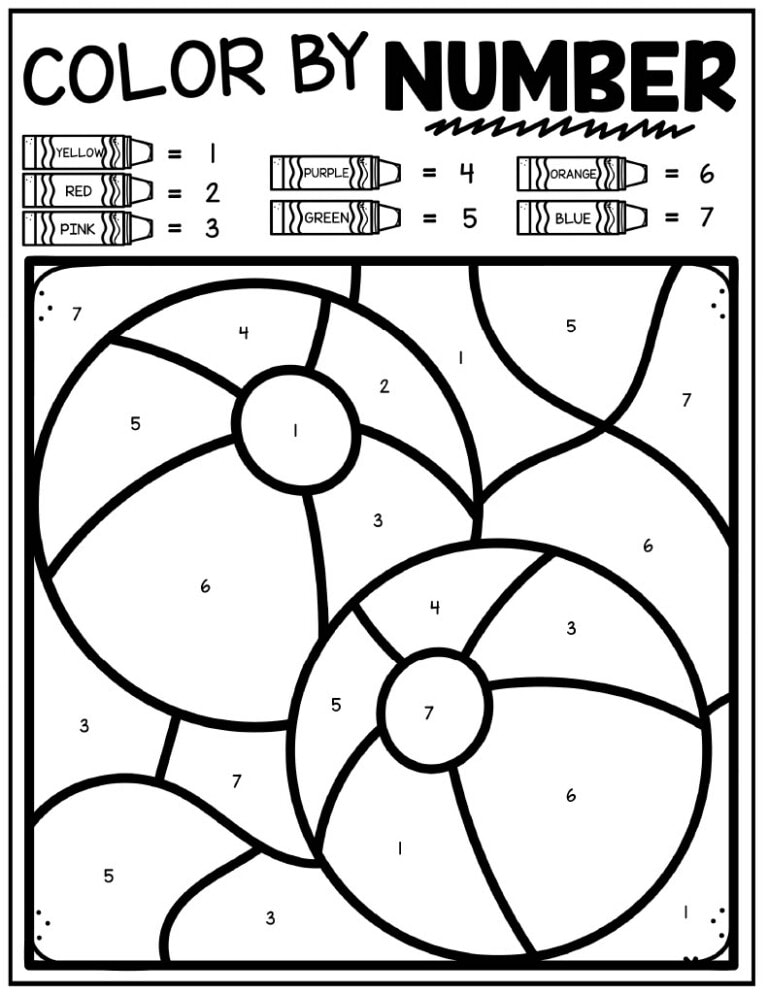 Summer Color By Number - Kids Activity Zone