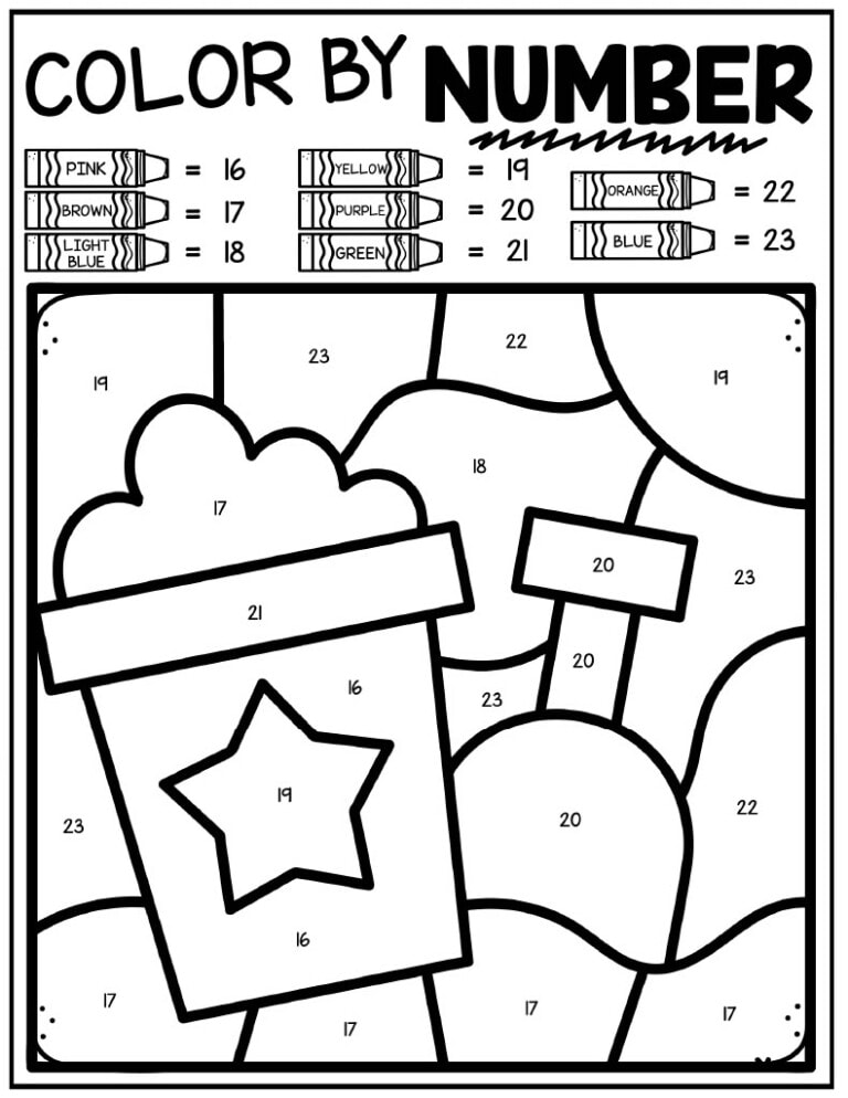 Summer Color By Number - Kids Activity Zone