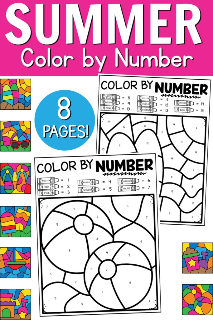 Summer Color By Number - Kids Activity Zone