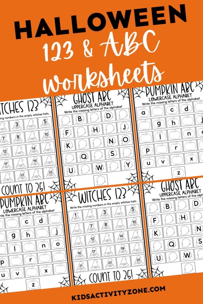 Halloween ABC and 123 Worksheets {FREE PRINTABLES!} - Kids Activity Zone