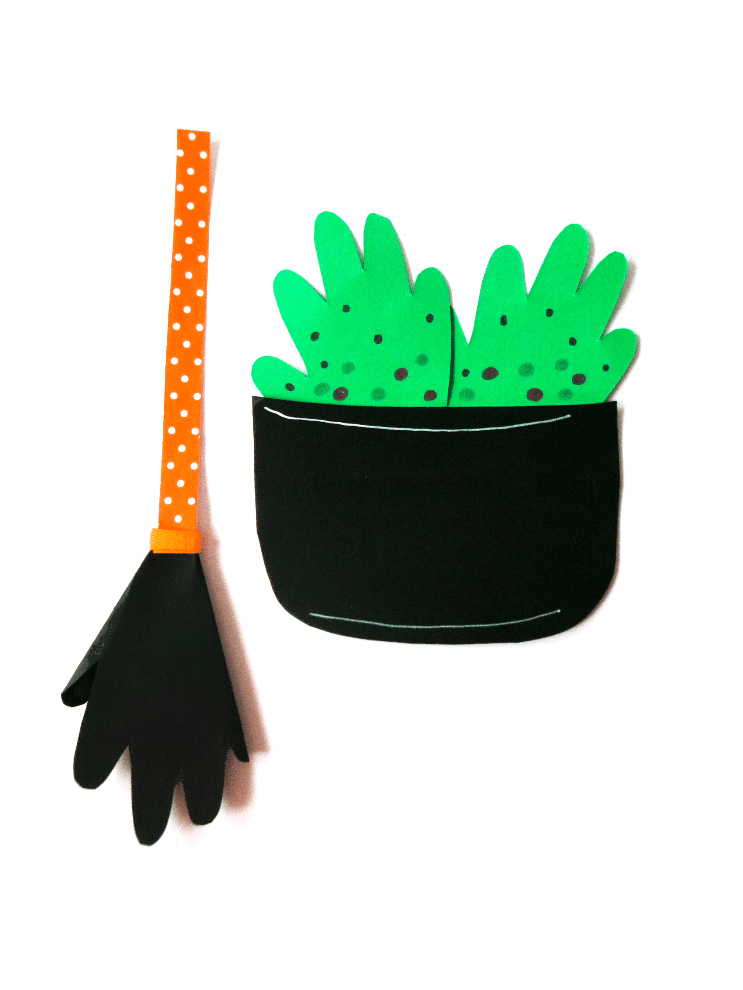 Witches Brew and Broom Handprint Craft - Kids Activity Zone