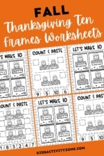 Thanksgiving Ten Frames Worksheets - Kids Activity Zone