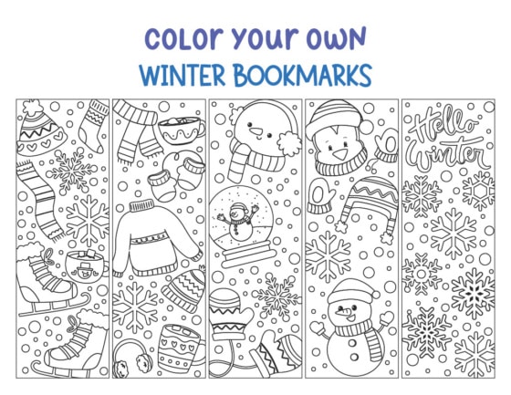 Winter Bookmarks Printable - Kids Activity Zone