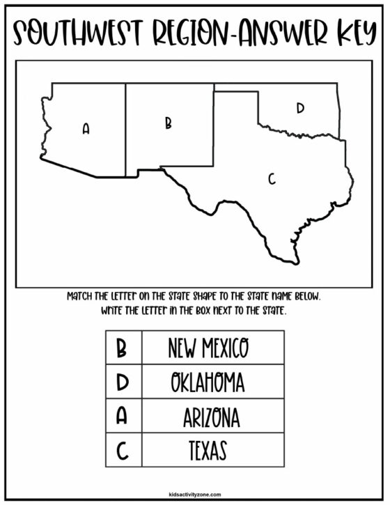 Regions of the United States Worksheets - Kids Activity Zone