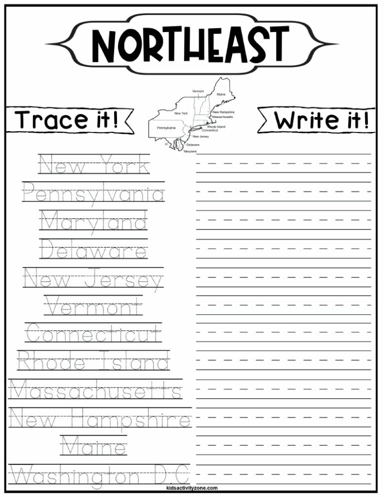 Regions of the United States Worksheets - Kids Activity Zone