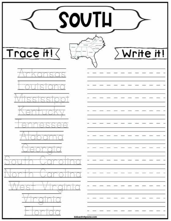 Regions of the United States Worksheets - Kids Activity Zone