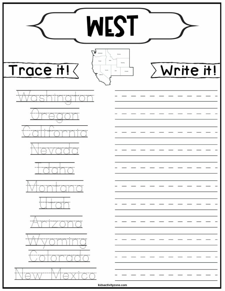 Regions of the United States Worksheets - Kids Activity Zone