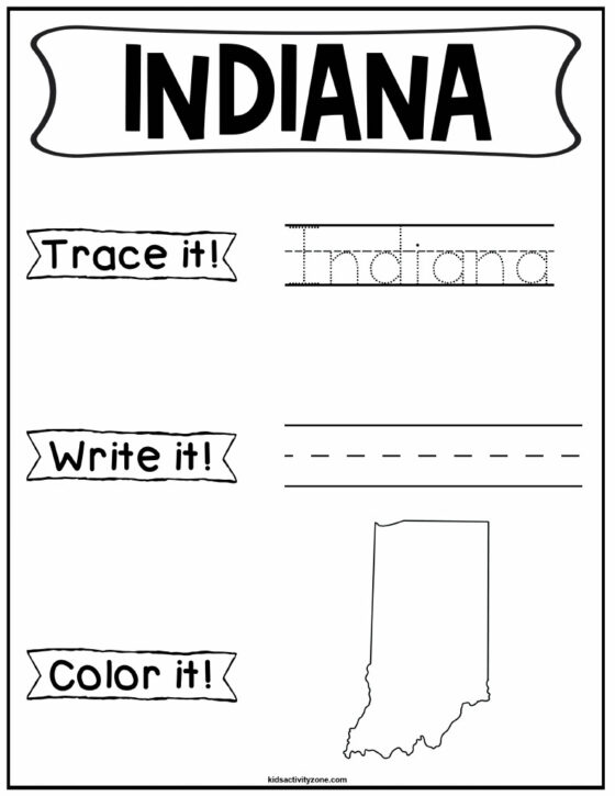 Trace, Write and Color State Worksheets - Kids Activity Zone