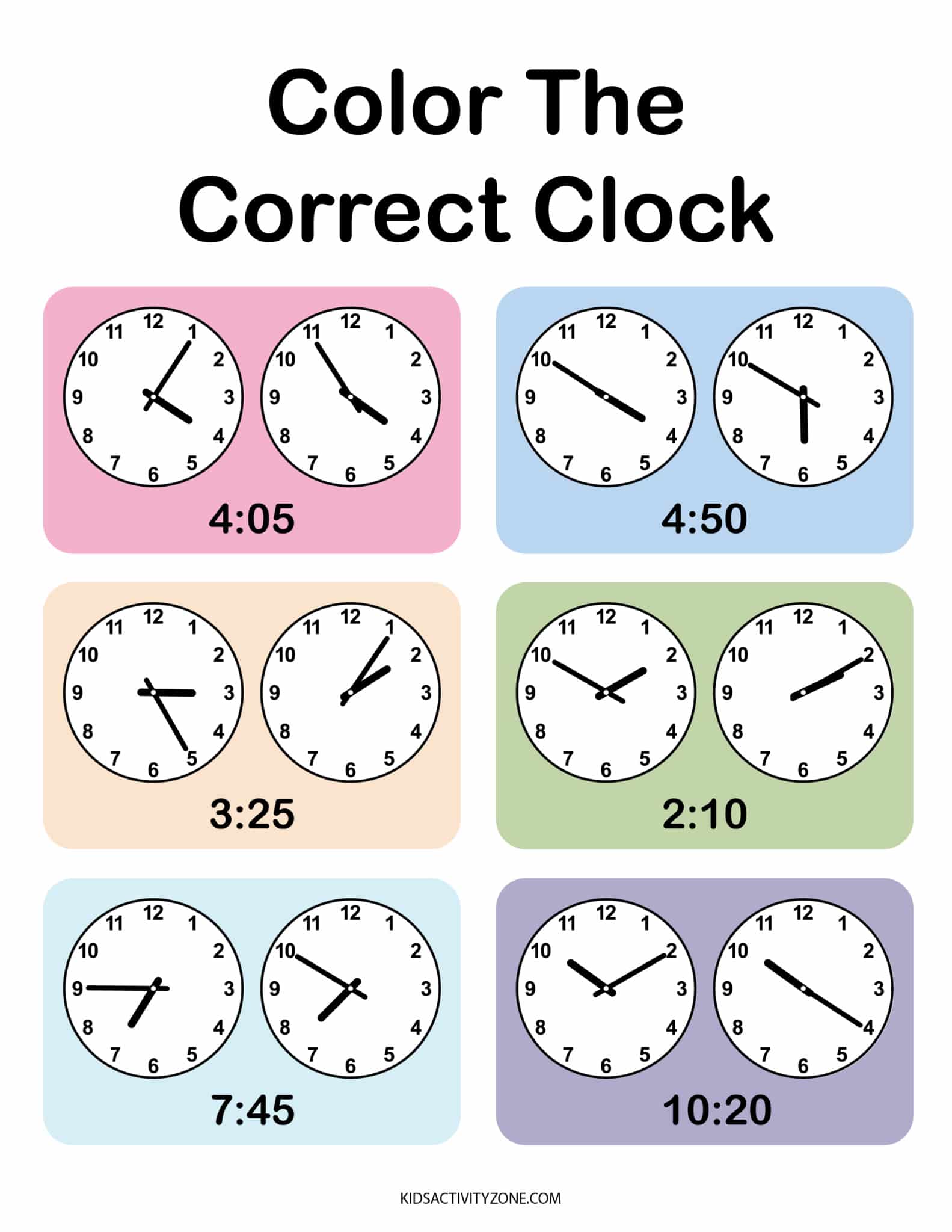 Learn How to Tell Time Worksheets - Kids Activity Zone