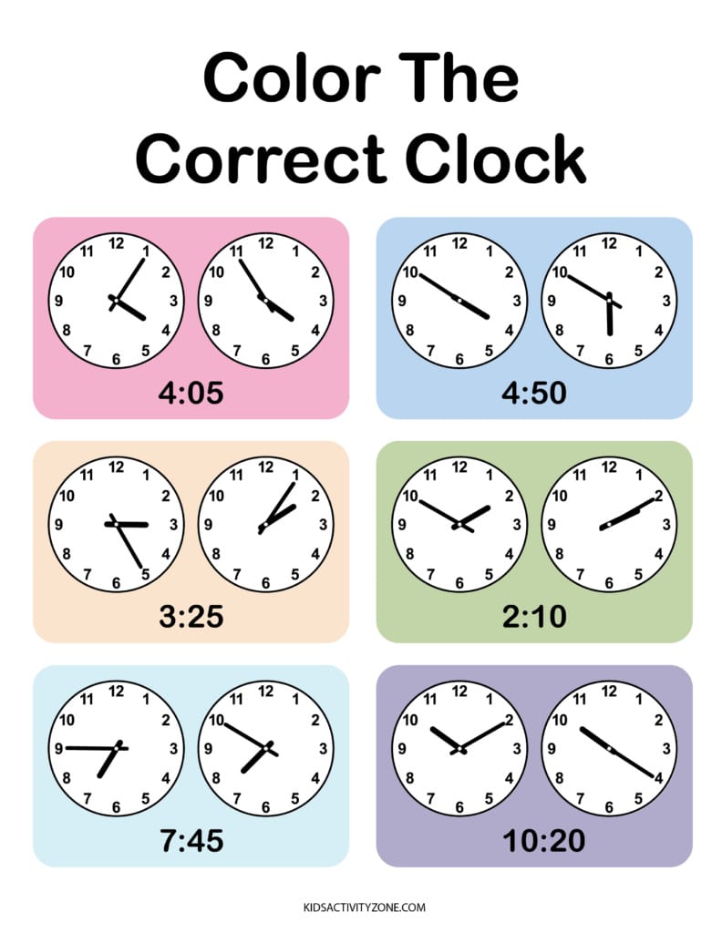 Learn How to Tell Time Worksheets - Kids Activity Zone