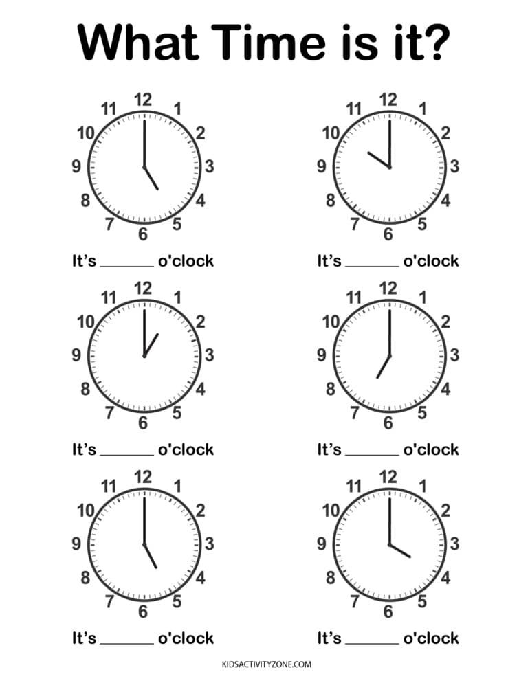 Learn How to Tell Time Worksheets - Kids Activity Zone