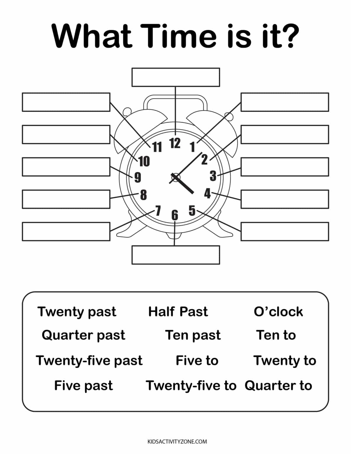 Learn How to Tell Time Worksheets - Kids Activity Zone