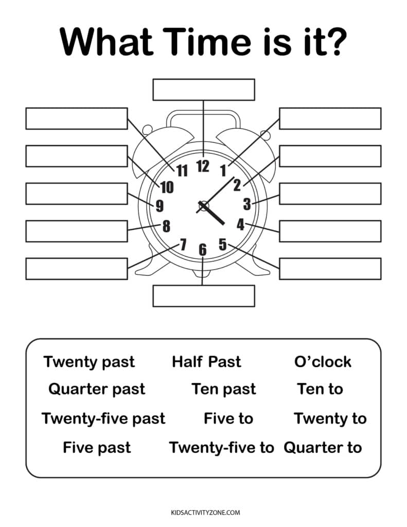 Learn How to Tell Time Worksheets - Kids Activity Zone