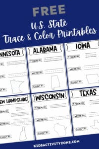 Trace, Write and Color State Worksheets - Kids Activity Zone