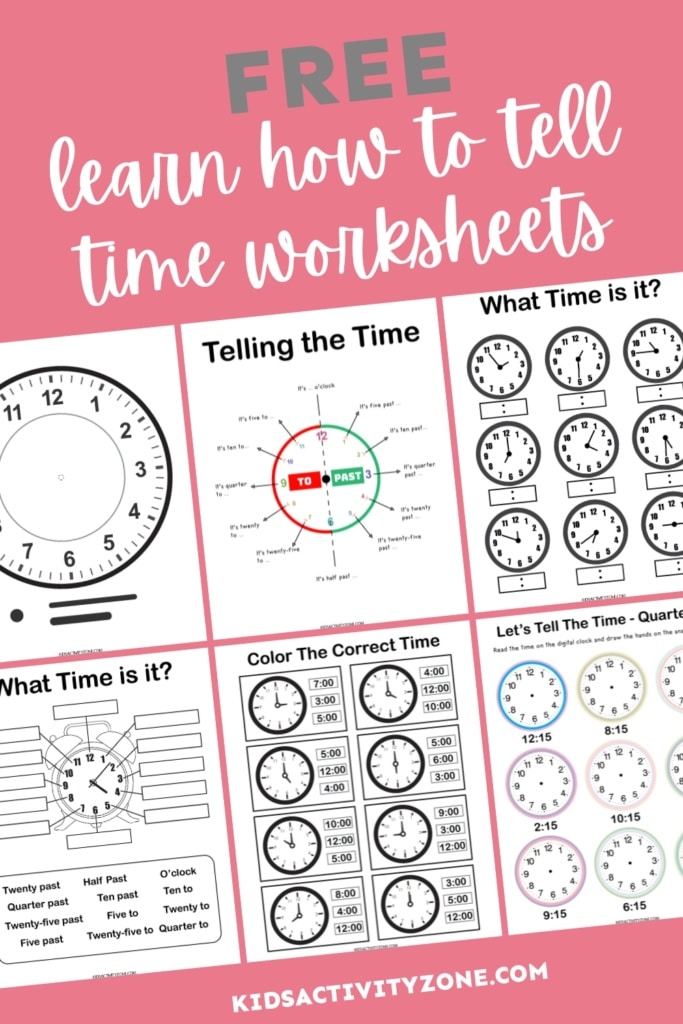 Learn How to Tell Time Worksheets - Kids Activity Zone